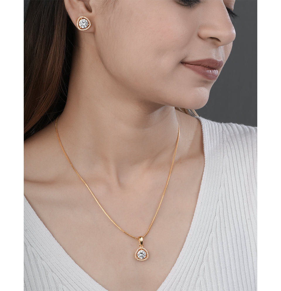 Buy Solitaire Diamond Chain Set with Earrings