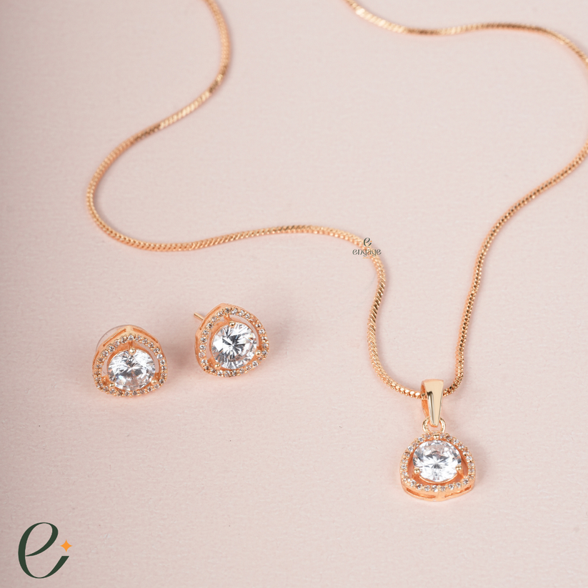 Buy Solitaire Diamond Chain Set with Earrings – Engage Jewels